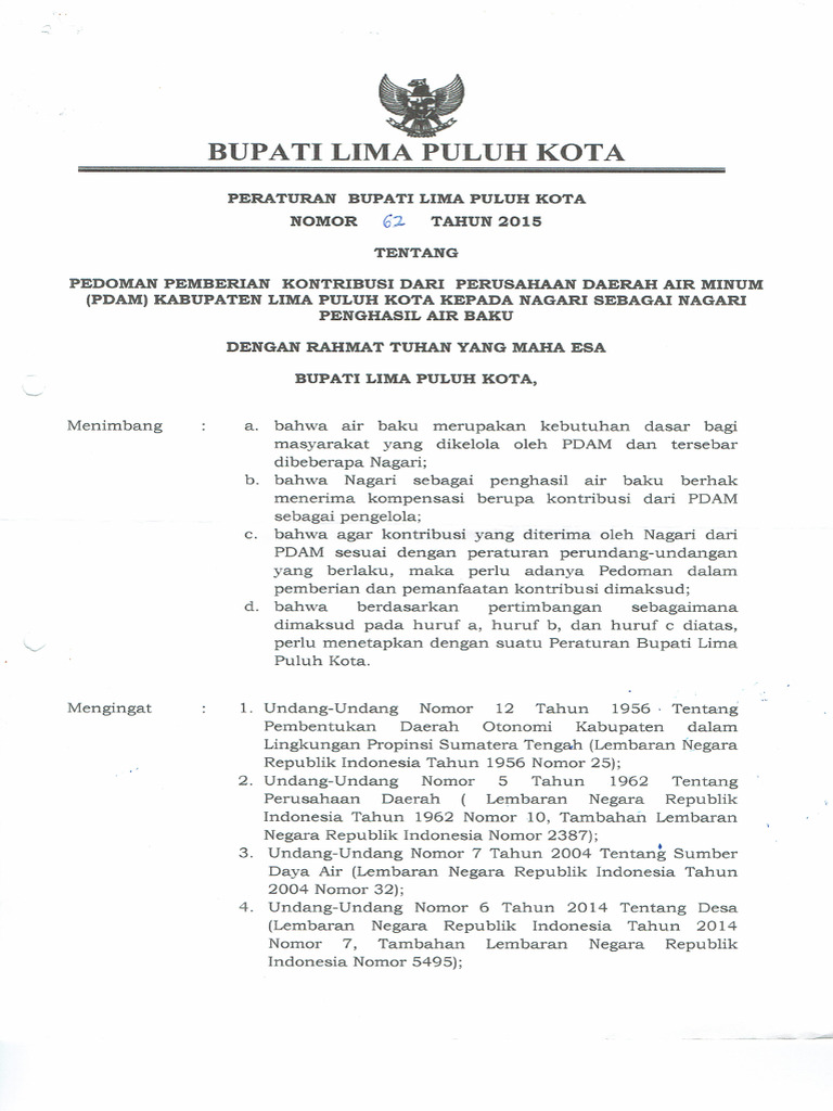 Perbup Nomor 62 Tahun 2015 | PDF