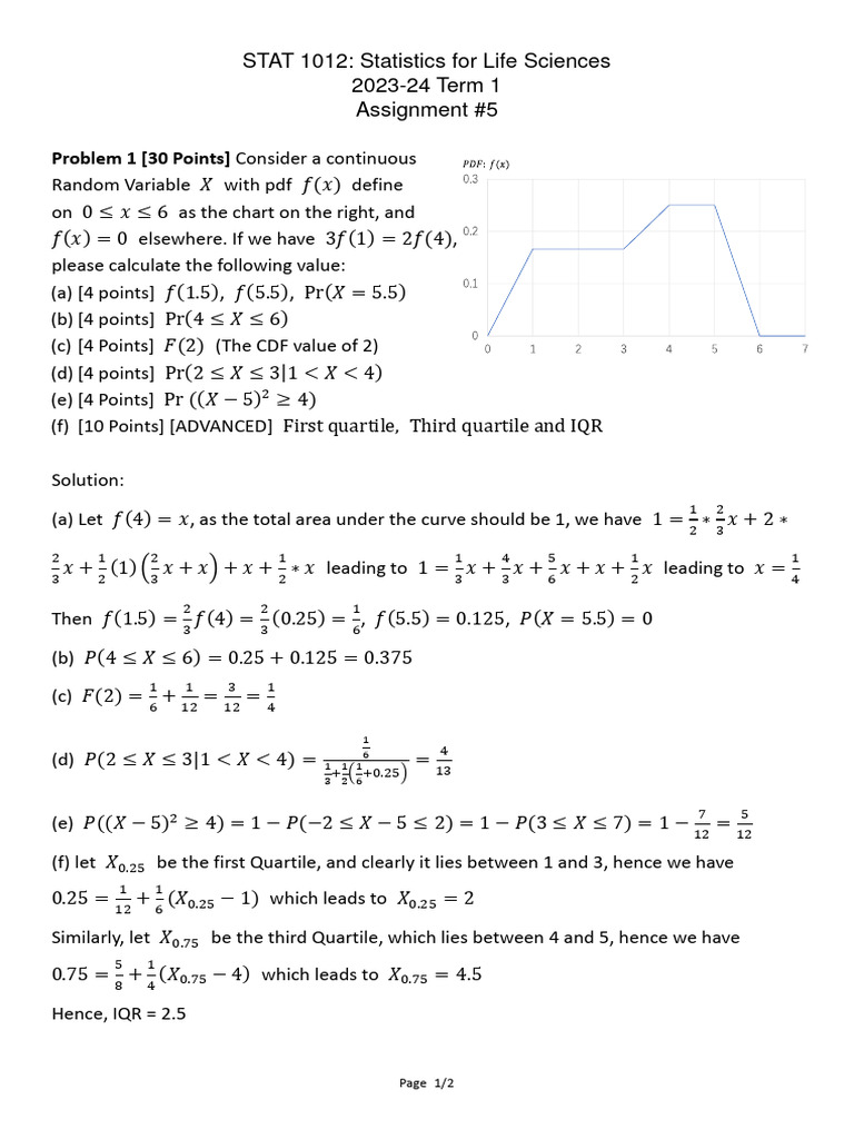 Assignment5 Solution | PDF | Probability Density Function | Probability Distribution