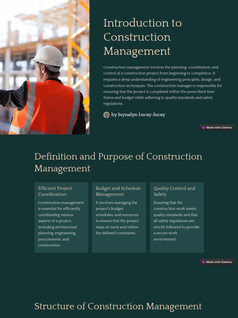 Introduction To Construction Management | PDF | Construction Management | Safety