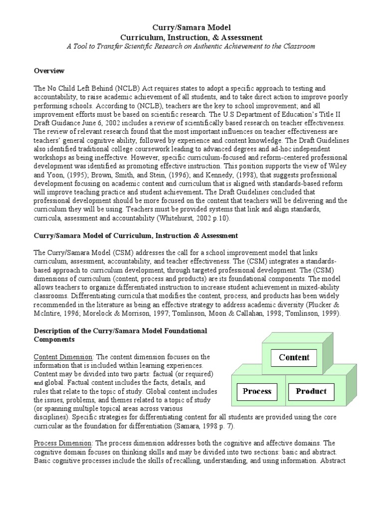 Curry/Samara Model for Differentiating Instruction | PDF | Curriculum ...