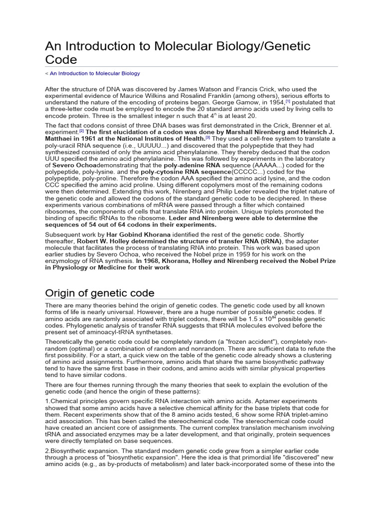 An Introduction To Molecular Biology | PDF | Biology | Life Sciences