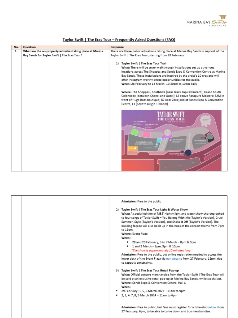 Taylor Swift Eras Tour FAQ Guide | PDF | Service Industries | Payments
