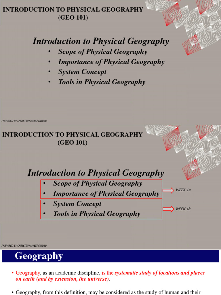 Week 1a - Introduction To Physical Geography (Basic Definitions, Scope ... Week 1a - Introduction To Physical Geography (Basic Definitions, Scope ...