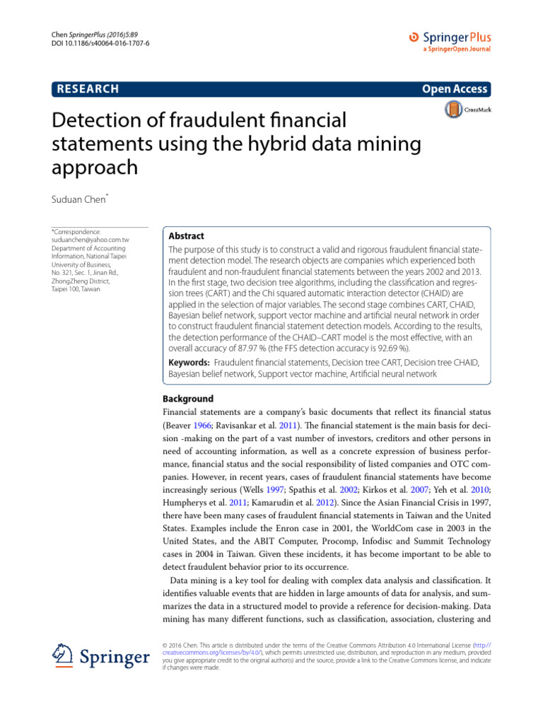 Detection of Fraudulent Financial Statements Using The Hybrid Data ... Detection of Fraudulent Financial Statements Using The Hybrid Data ...