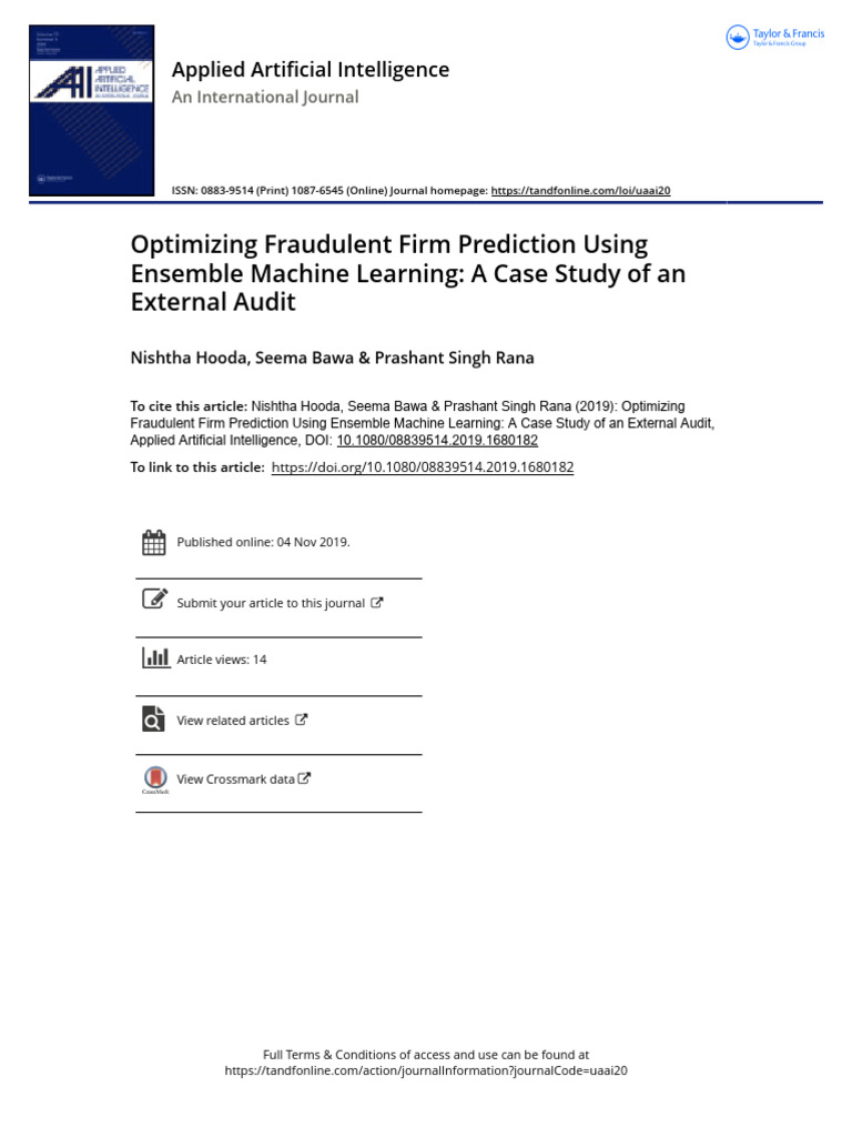 Optimizing Fraudulent Firm Prediction Using Ensemble Machine Learning A ... Optimizing Fraudulent Firm Prediction Using Ensemble Machine Learning A ...