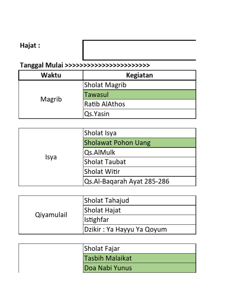 Table Riyadhoh 2024-1 | PDF