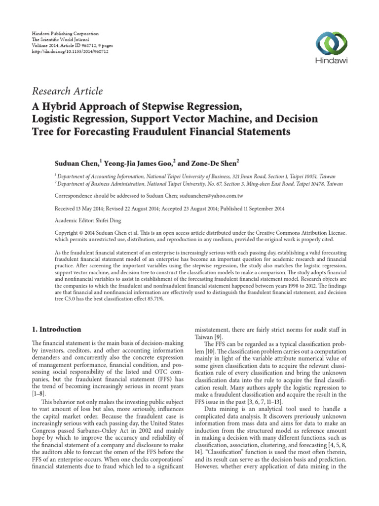 Research Article | PDF | Support Vector Machine | Logistic Regression