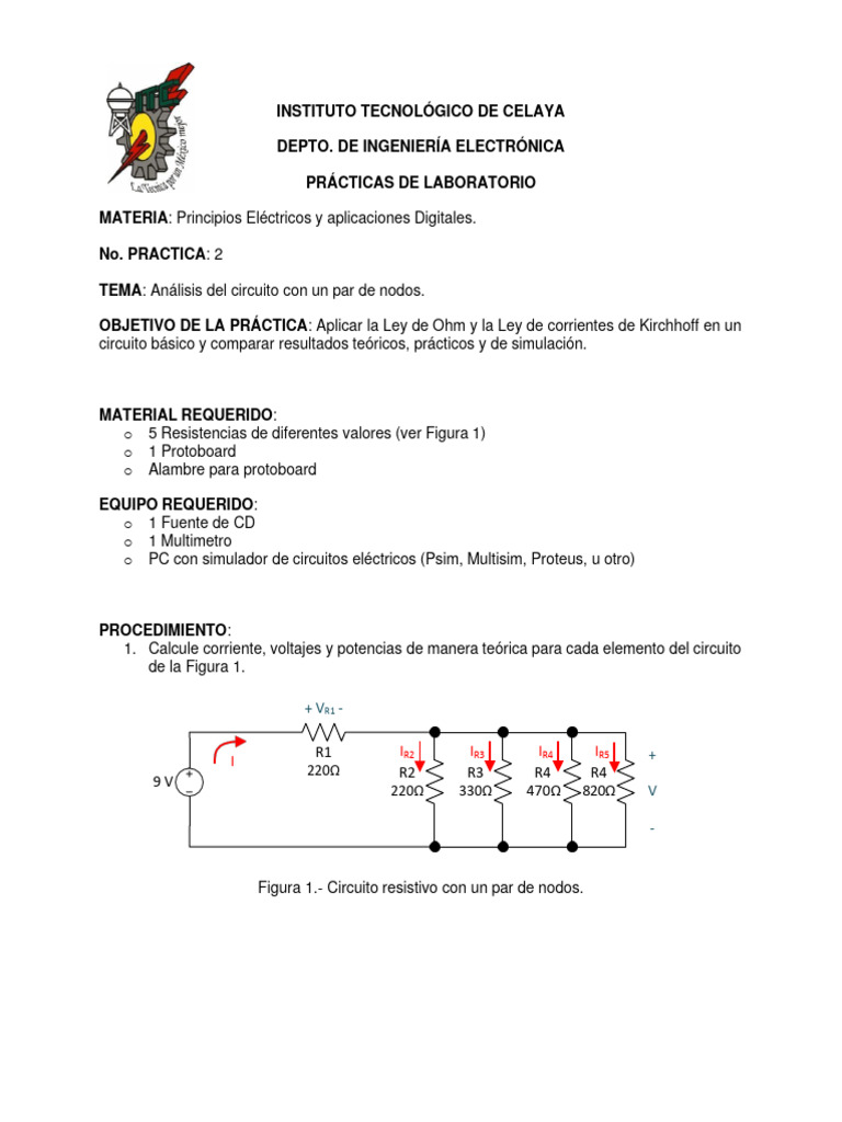 Practica 2 - El Circuito Con Un Par de Nodos - Trabajo en Equipo | PDF | Resistencia Eléctrica y ...