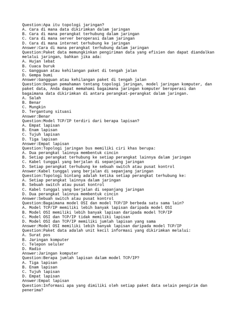 Topologi Jaringan, Model Jaringan Komputer, Paket Data | PDF