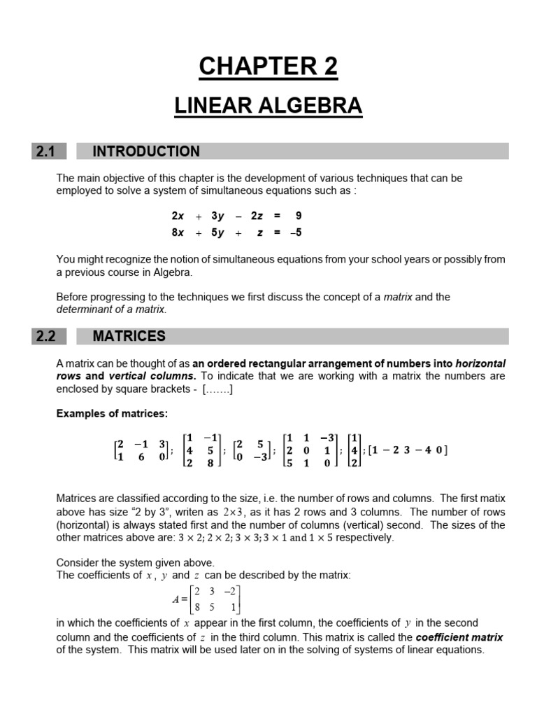 Chapter 2 Matrices MATV101 Updated | PDF | Matrix (Mathematics) | Functions And Mappings