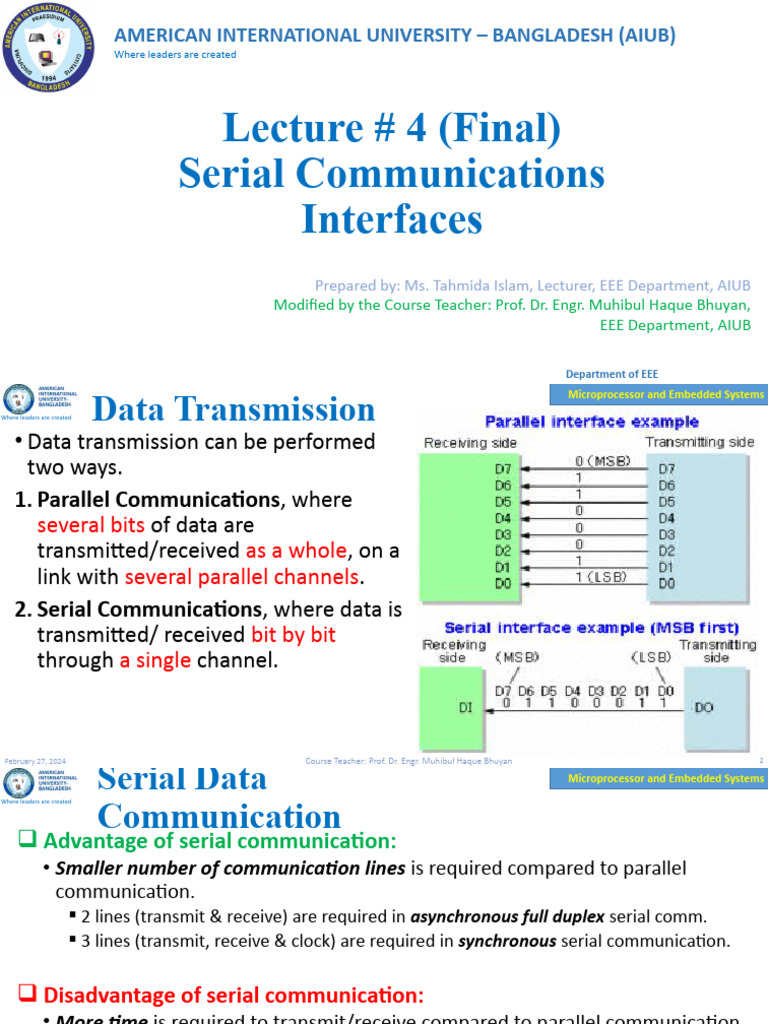 Microprocessor Lect 1 Final N Serial Comm | PDF | Computer Networking | Information Technology
