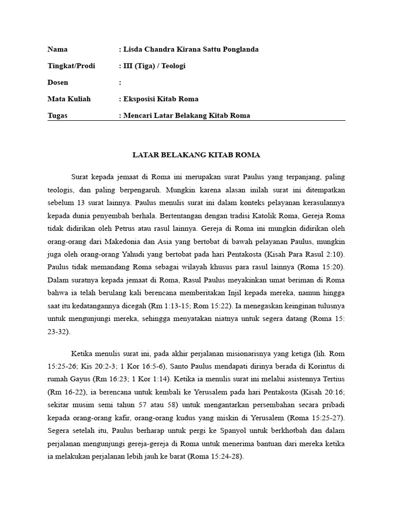 Latar Belakang Surat Roma Paulus | PDF
