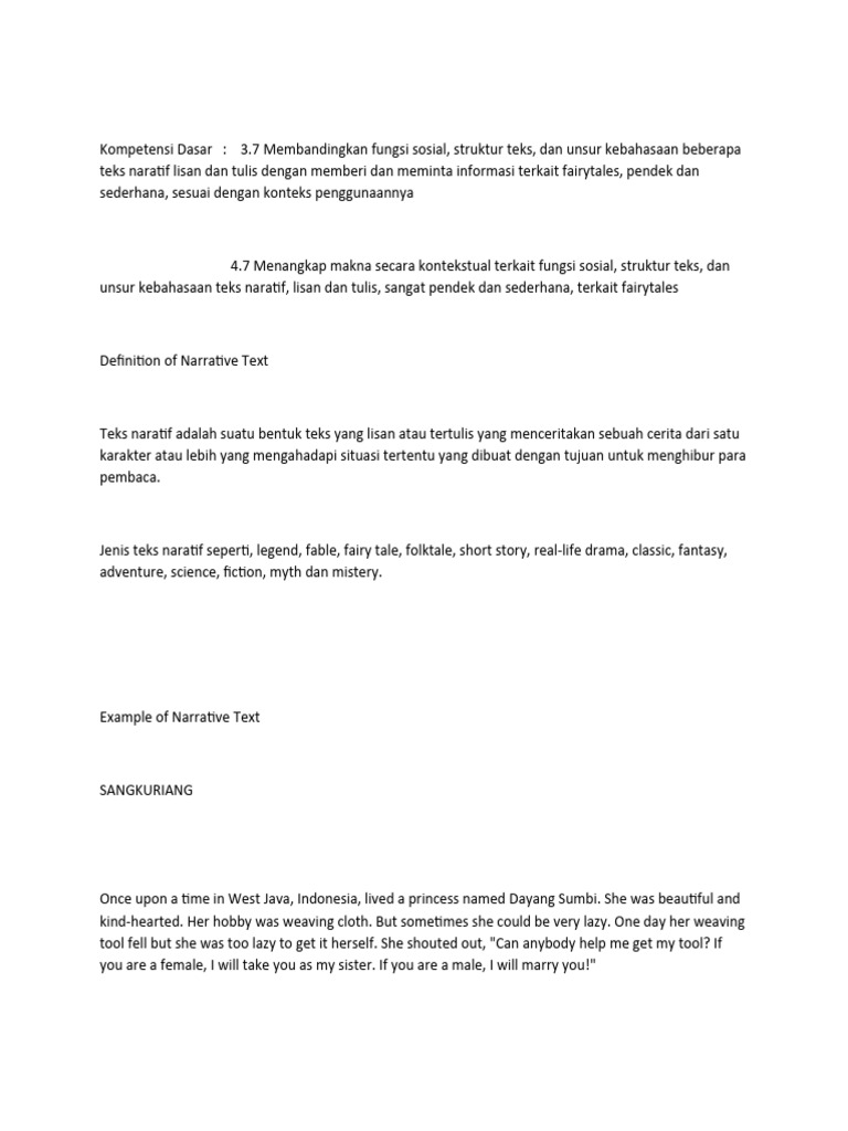 Contoh Teks Narrative | PDF | Traditional Stories | Legends