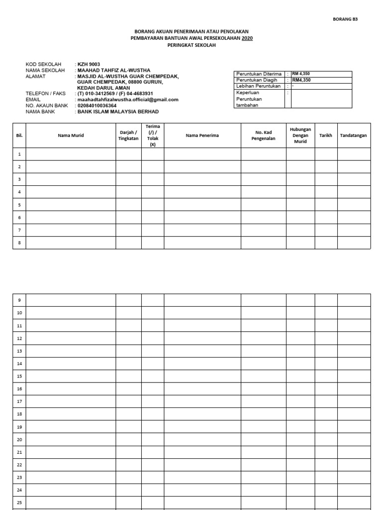BAP2020 - Borang B3 | PDF