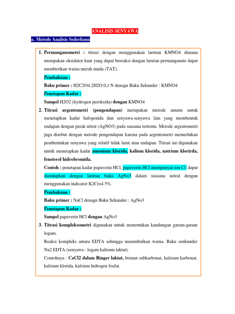 Materi Analisis Senyawa Kimia-Standarisasi | PDF