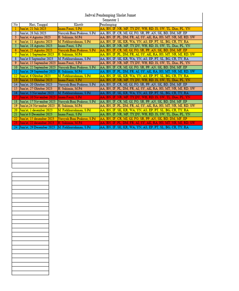 Jadwal Pendamping Sholat Jumat | PDF
