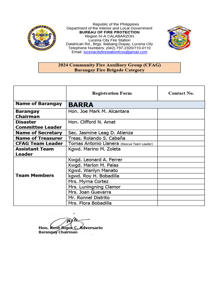 Barra Cfag Fire Brigade | PDF