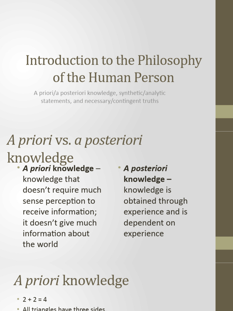 Kinds of Knowledge | PDF | A Priori And A Posteriori | Cognition