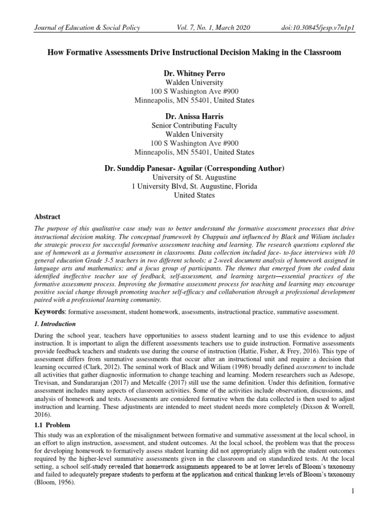 How Formative Assessments Drive Instructional Decision Making in The ...