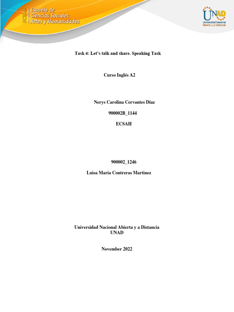 Task 4 - Let's Talk and Share. Speaking Task | PDF