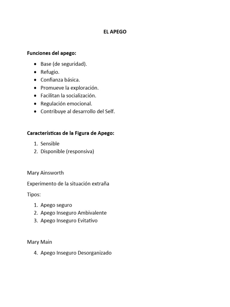 El Apego | PDF | Teoría de apego | Experiencia subjetiva