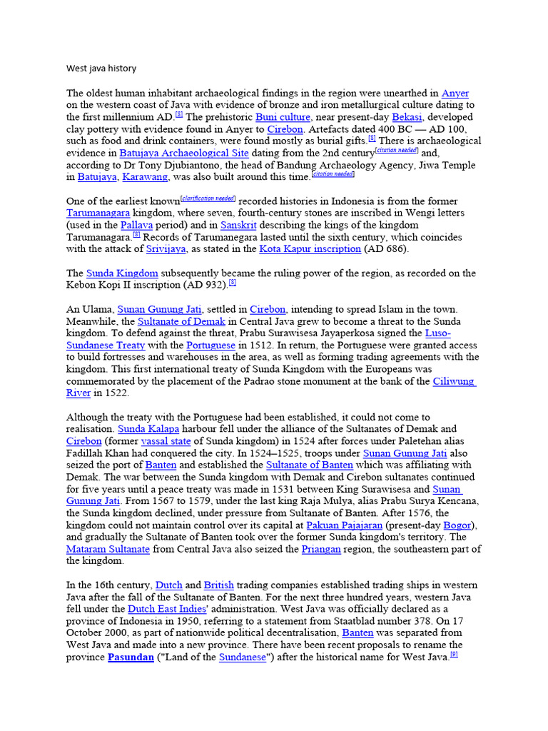 West Java History | PDF | Asia | Indonesia