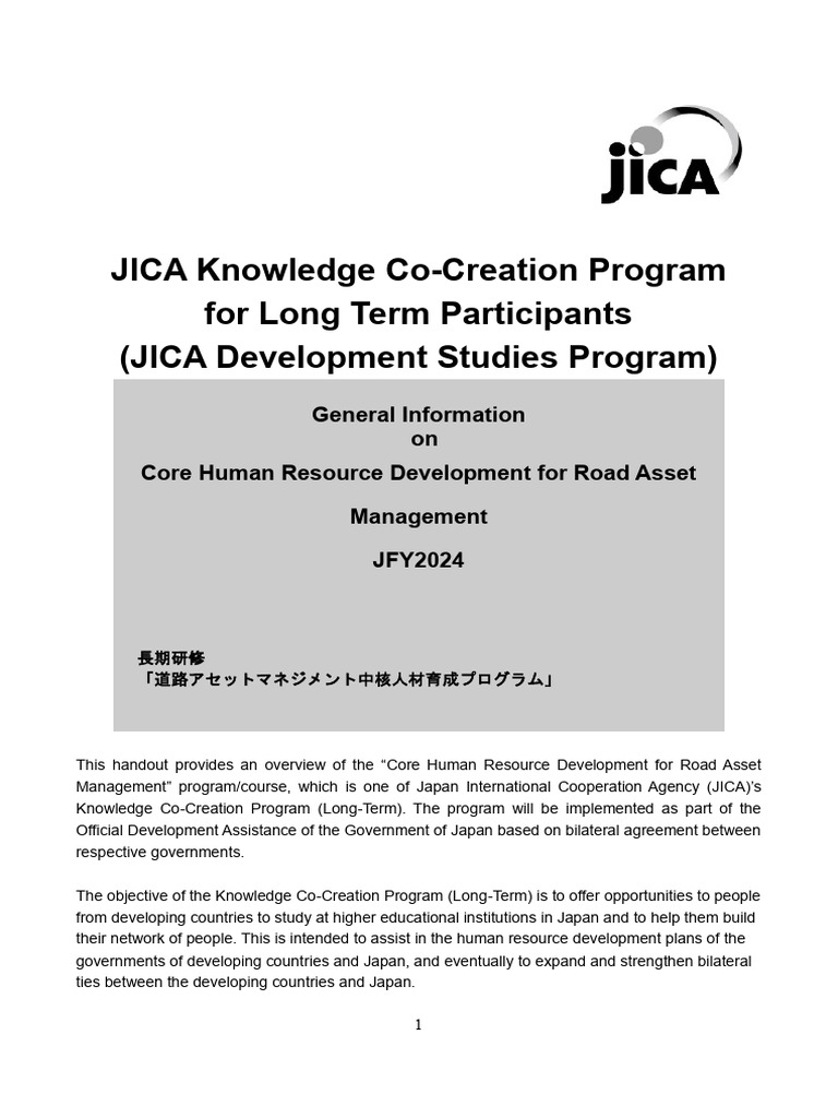 JICA 2 Years Master - PHD | PDF | Infrastructure | Academic Degree