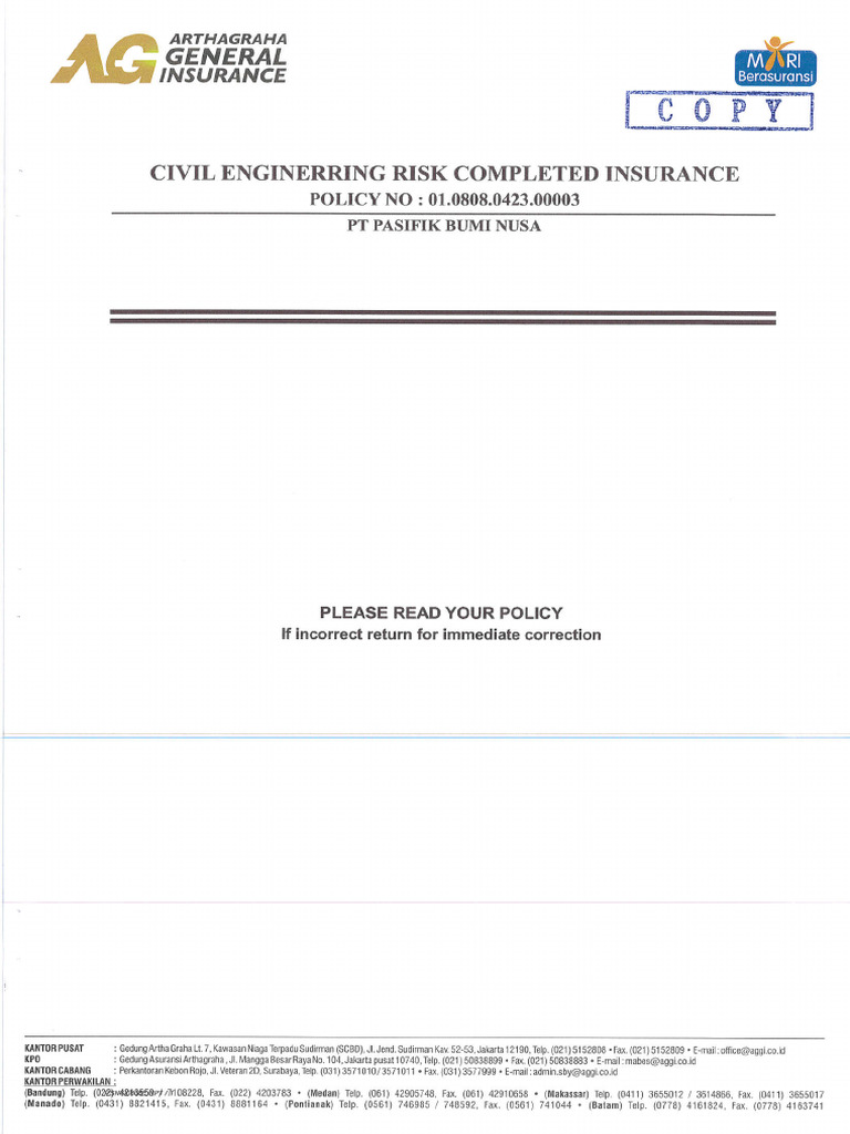 Civil Engineering Risk Completed Insurance 2023 | PDF