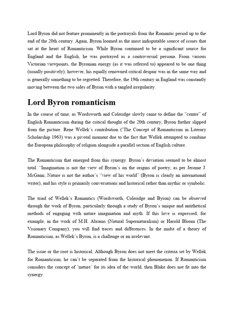 Lord Byron Romanticism | PDF | Romanticism | Samuel Taylor Coleridge
