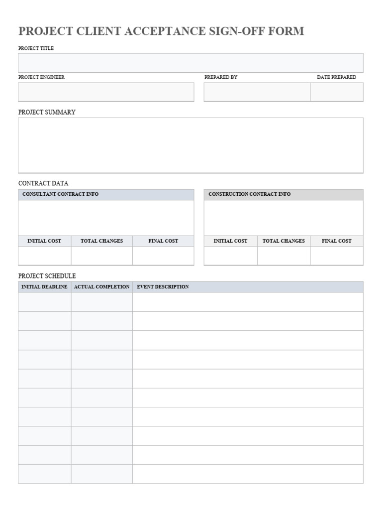 IC Project Client Acceptance Sign Off Form 11458 | PDF
