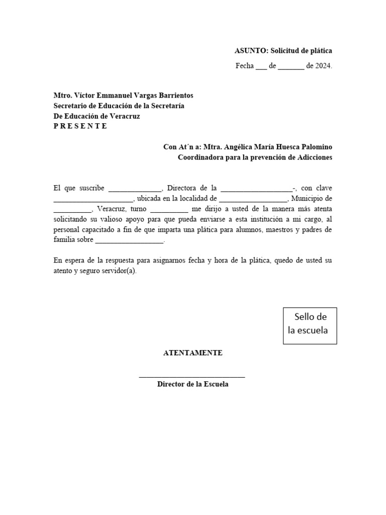 Solicitud de Plática - Formato | PDF