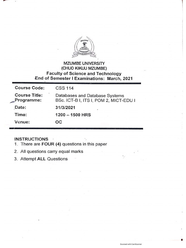 CSS 114 Database Ue Papers | PDF CSS 114 Database Ue Papers | PDF