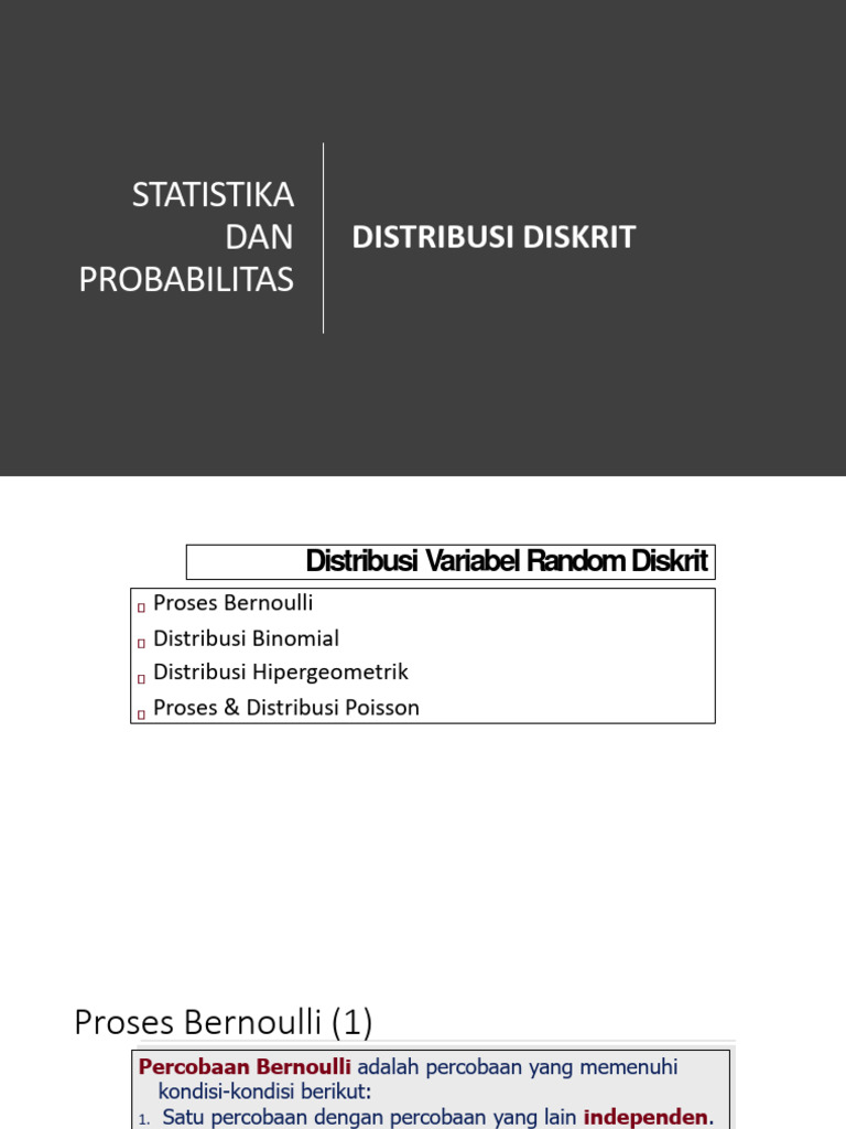 Statistika Dan Probabilitas - Distribusi Diskrit Edit | PDF