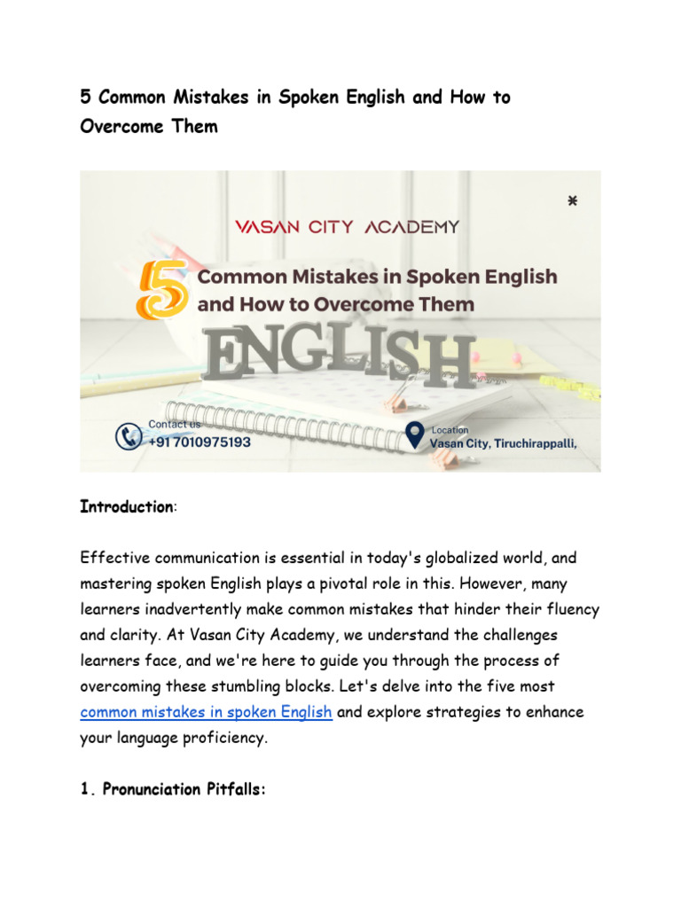 5 Common Mistakes in Spoken English and How To Overcome Them | PDF ...