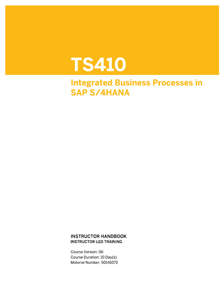 TS410 Instructor Handbook | PDF