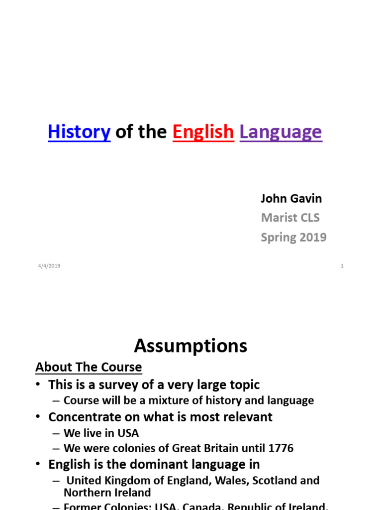 19S History of The English Language 1 | PDF | Grammatical Gender ...