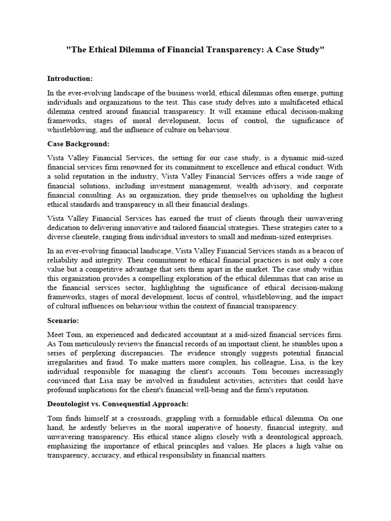 Case Study - Ethics | PDF | Whistleblower | Morality