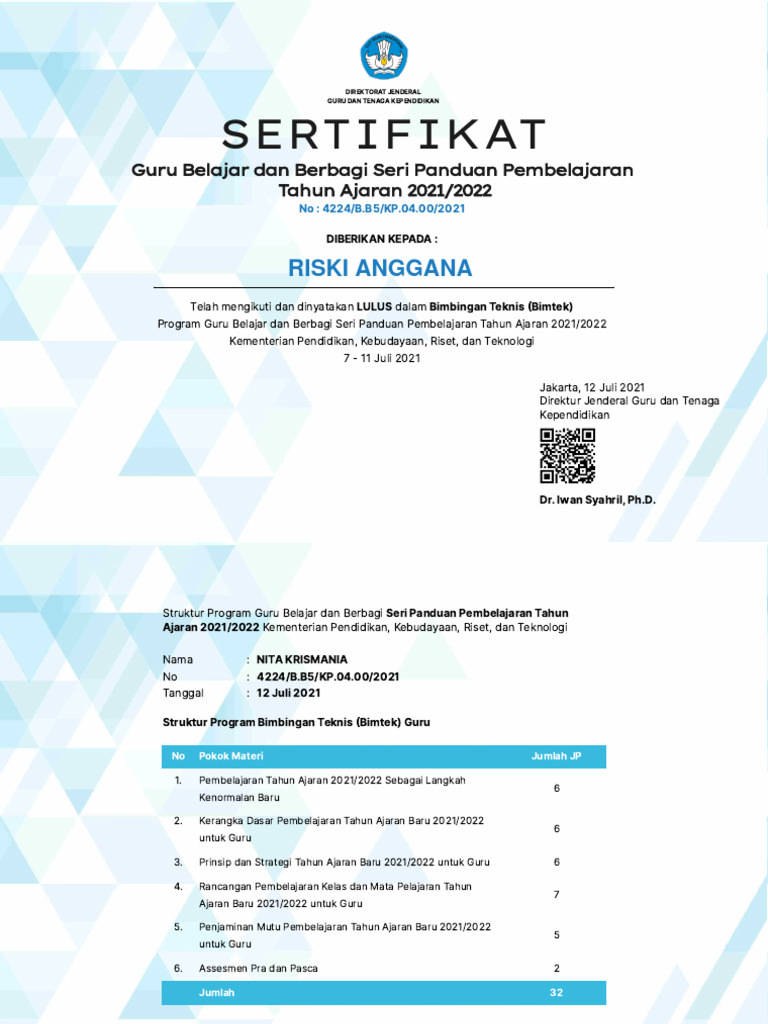 Bimtek Panduan Pembelajaran Ta 2021-2022 Riski | PDF | Seni