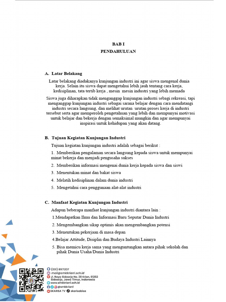 Contoh Laporan Kunjungan Industri - 2024 | PDF