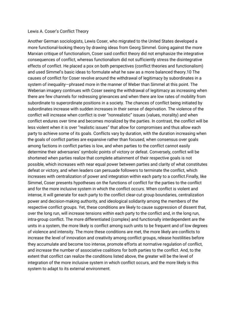 Lewis A. Coser'-WPS Office | PDF | Max Weber | Social Psychology