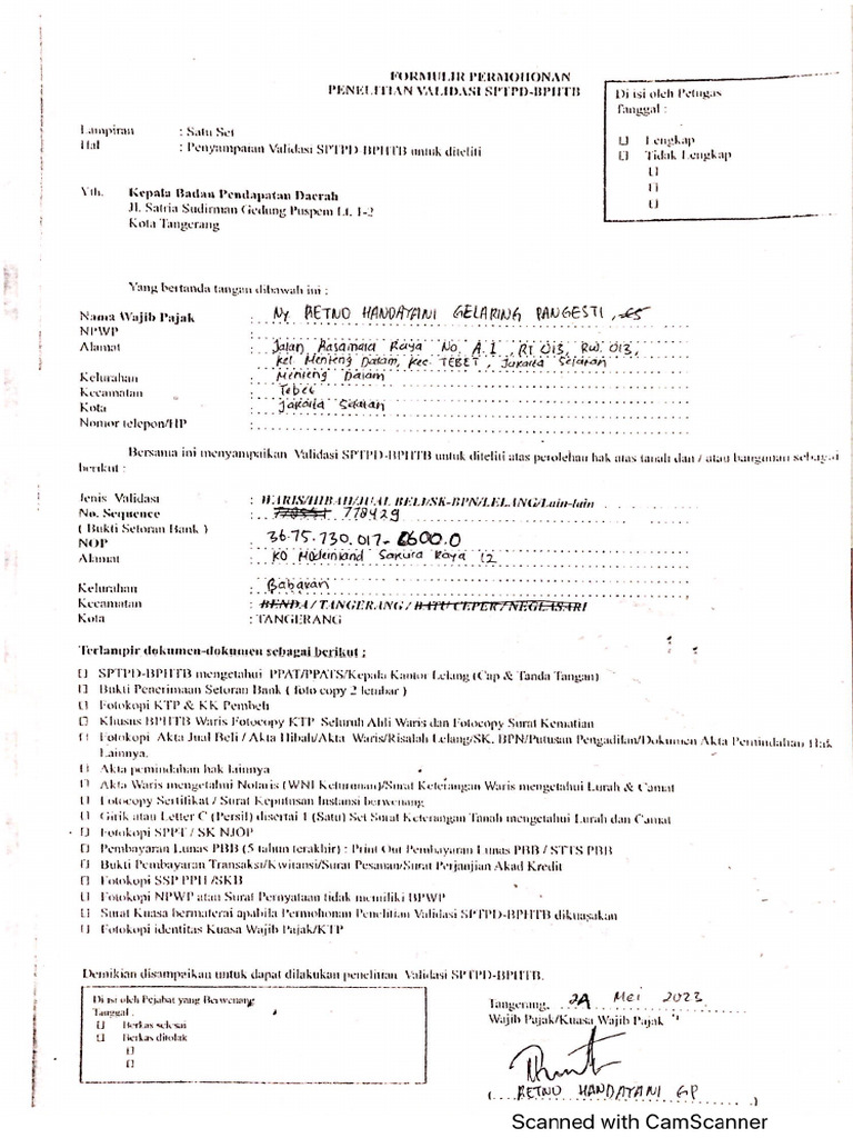 Form Val BPHTB SHM 523 | PDF