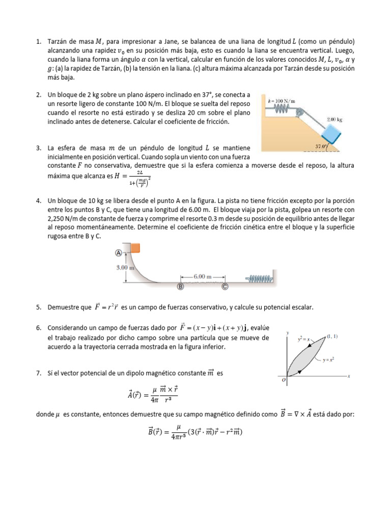 Tarea Fuerza y Energía Transferencia de Momento | PDF | Fuerza | Fricción