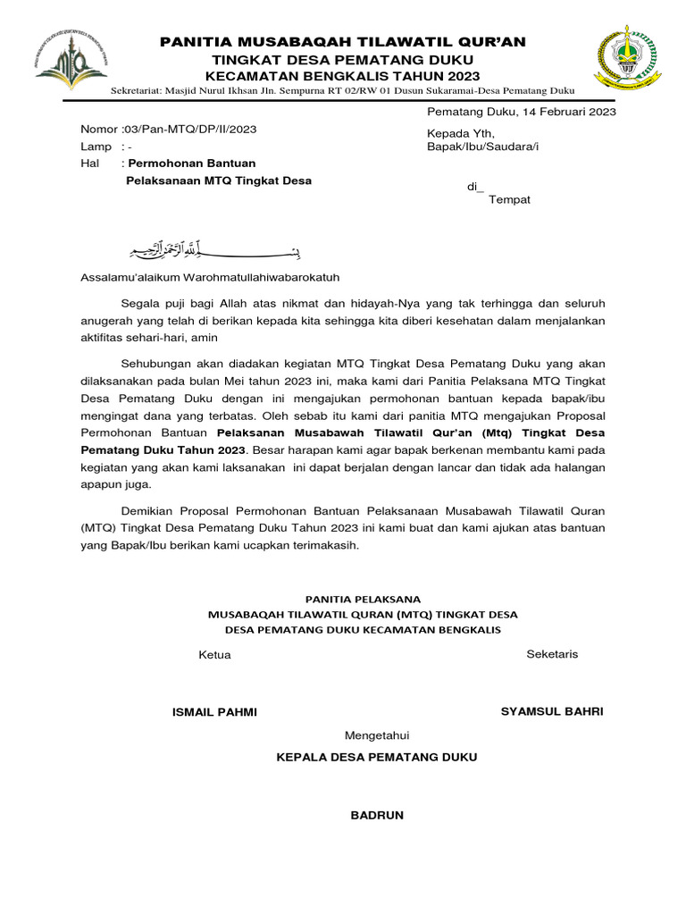 Proposal MTQ - Permohonan | PDF