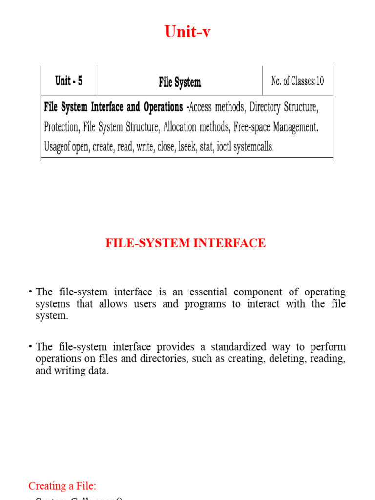 Operating System Unit-V | PDF | Computer File | File System