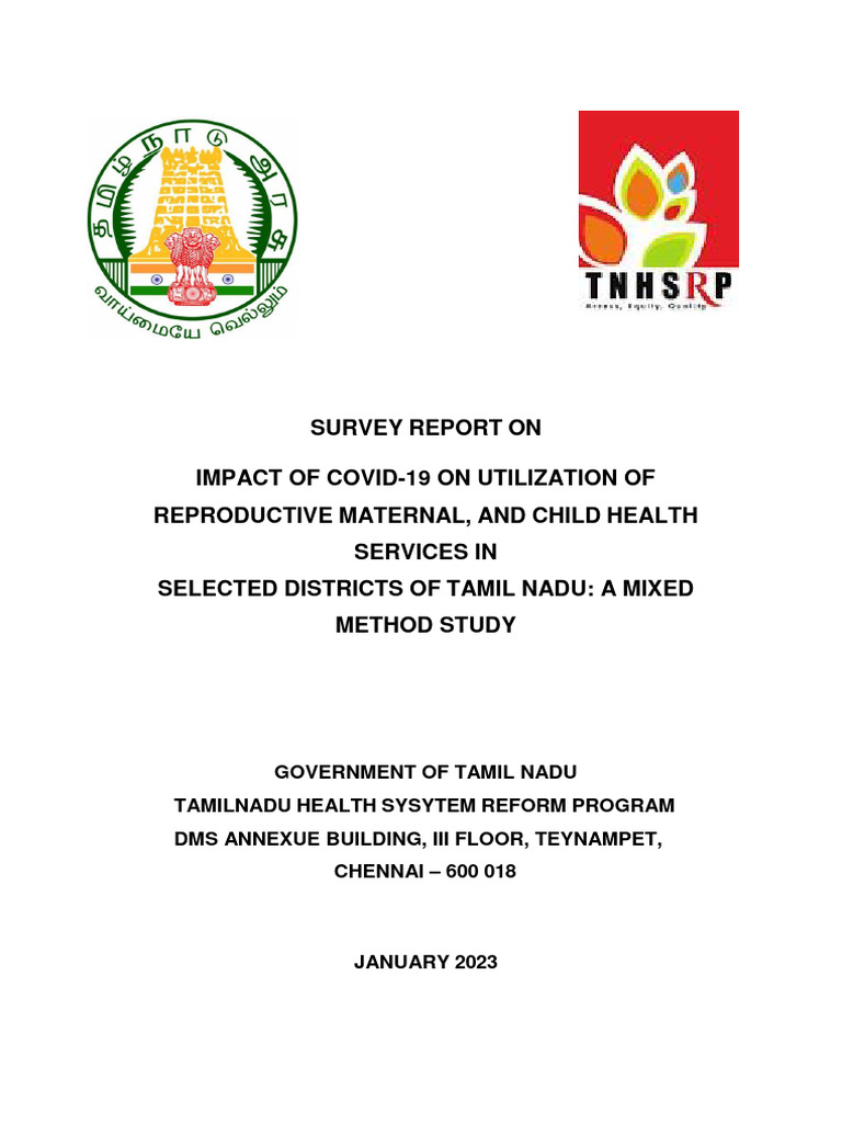 SRM-SPH-TNHSP - Impact of COVID On RCH Report 3rd Version | PDF | Abortion | Pregnancy