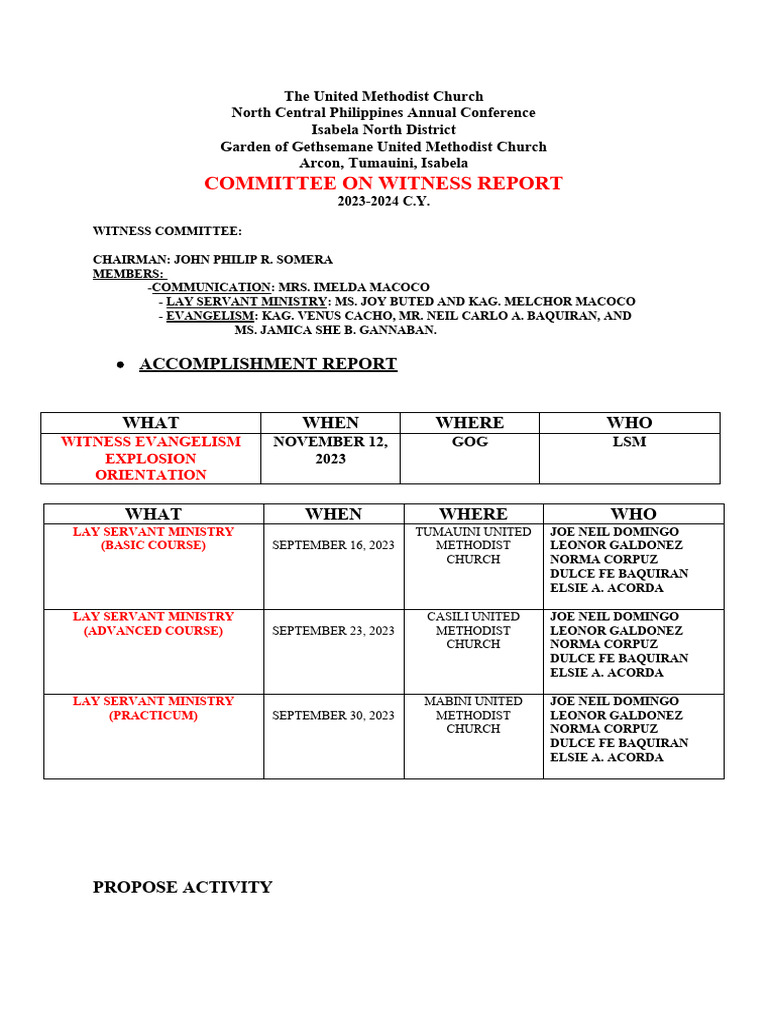 Final Report Witness | PDF | United Methodist Church | Methodism