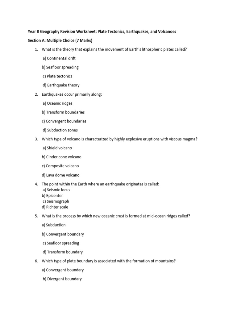 Year 8 Geography: Volcanoes & Earthquakes | PDF | Volcano | Earthquakes