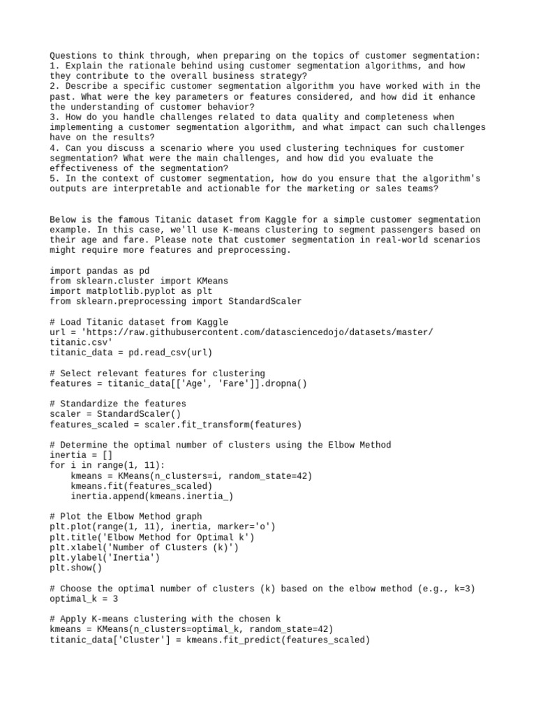 Segmentation Algorithm Pdf Market Segmentation Cluster Analysis