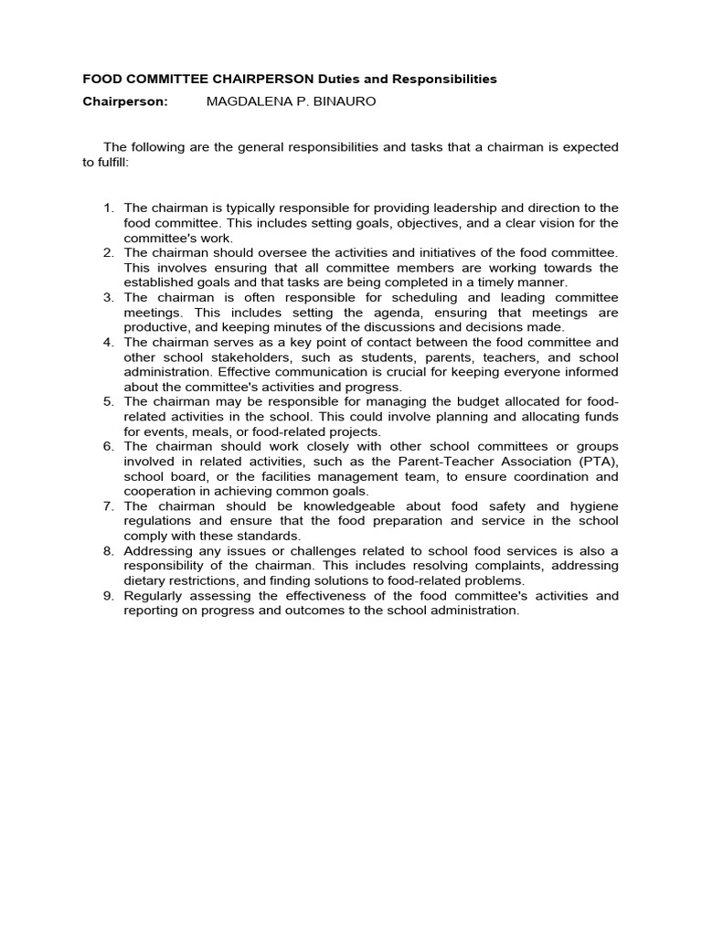 Committee Duties and Responsibilities | PDF