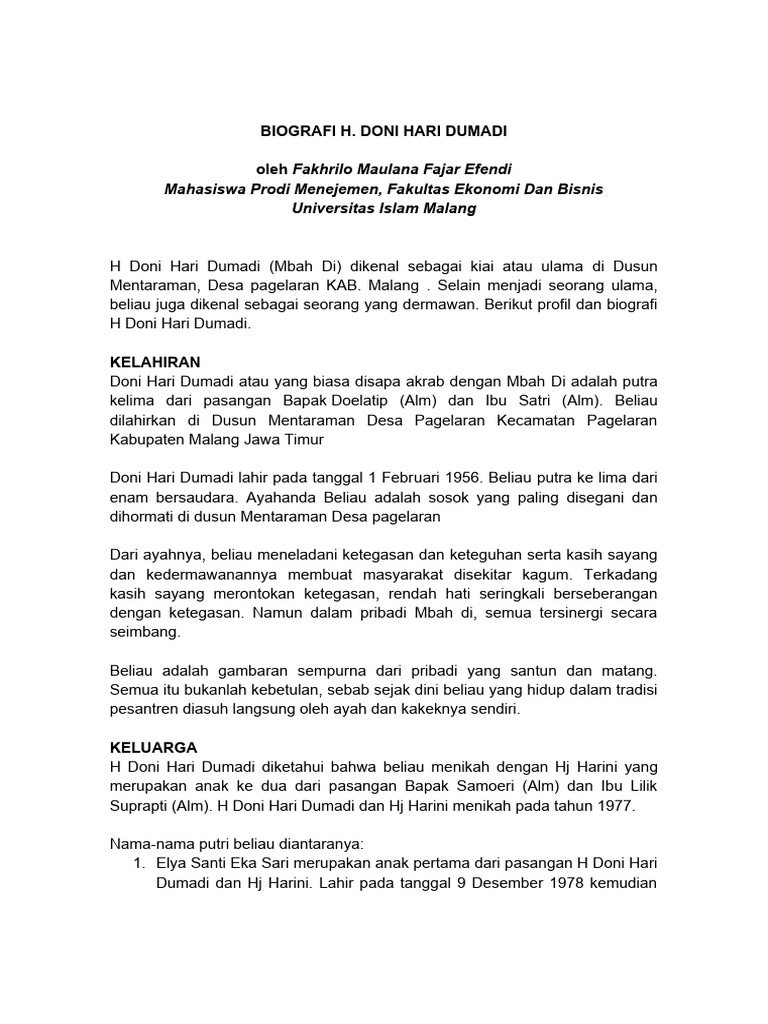 Biografi H. Doni Hari Dumadi | PDF